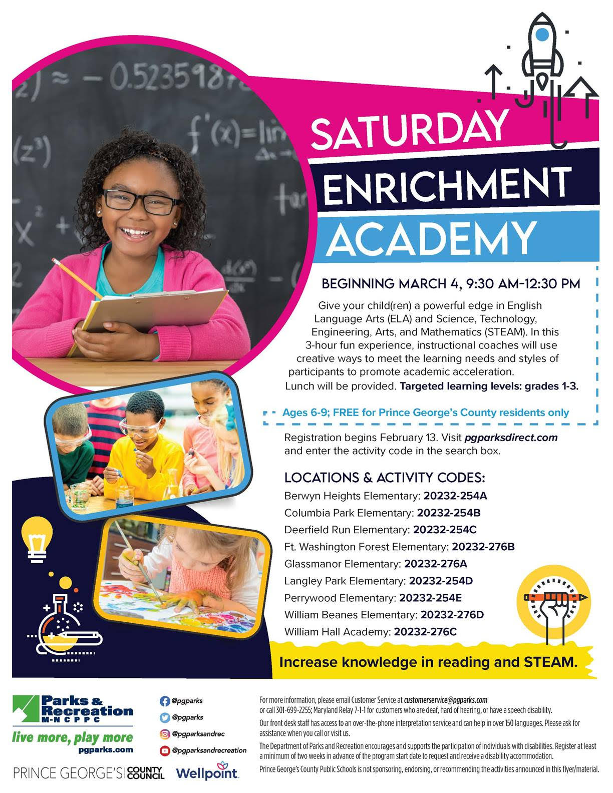 Free Saturday Enrichment Academy starting March 4th at Berwyn ...